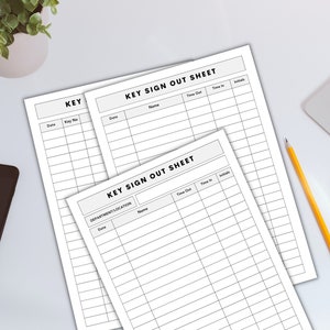 Key Sign Out Sheet, Key Signature List, Contact List, Sign in Out Form ...