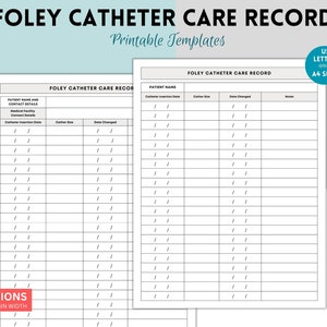 Foley Catheter Care Chart, Catheter Form, Foley Catheter Record Sheet ...