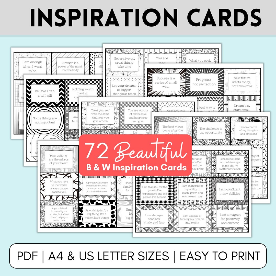 Inspirational Cards, Printable Inspiration Card Set, Positive ...