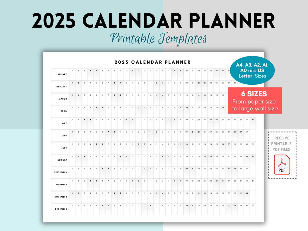 2025 Yearly Calendar, Printable Year Planner, 2025 Organizer, High ...