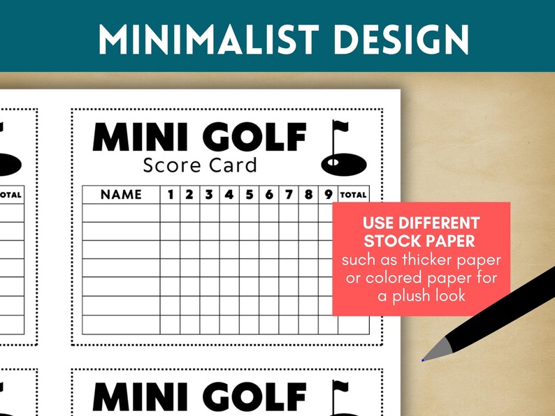 Printable Mini Golf Score Card, Mini Golf Putt Putt Party Score Sheet ...