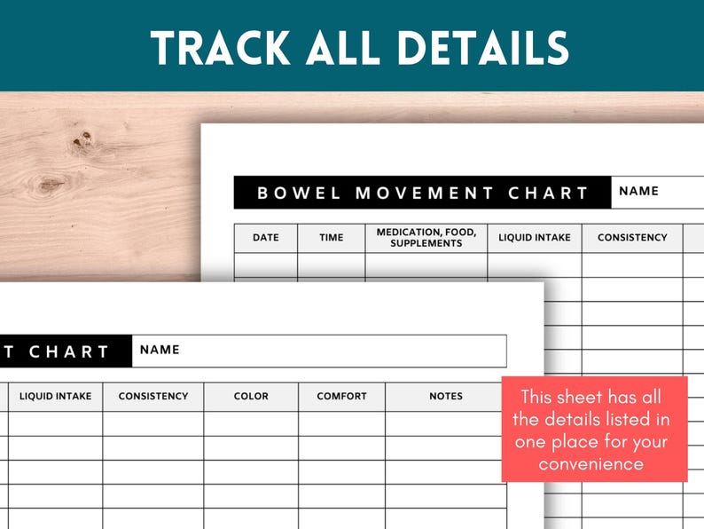 Bowel Movement Chart, Printable Stool Chart, IBS Tracker, Poop Log ...