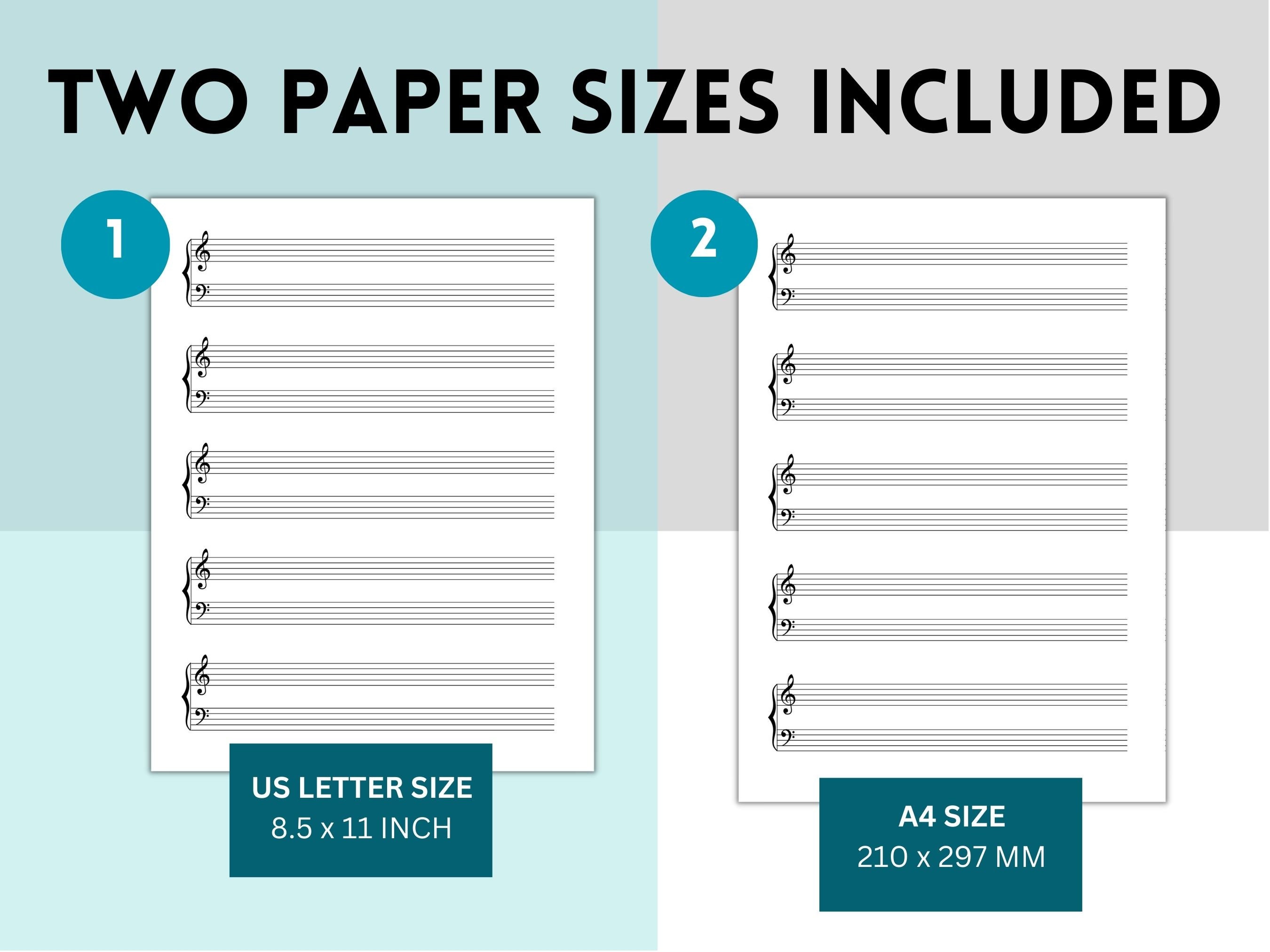 Printable Sheet Music for Letter and A4, Piano Staff Paper, Blank Sheet ...