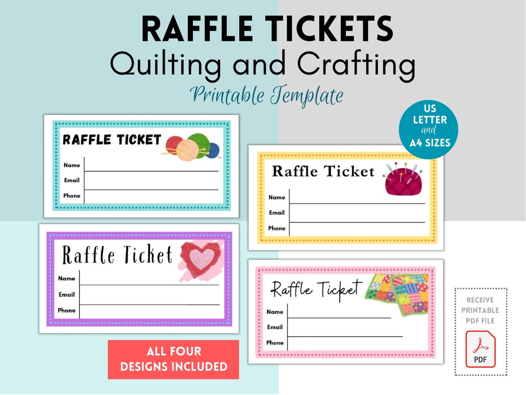 Raffle Ticket, Printable Raffle Prize, Enter to Win Ticket, Quilt ...