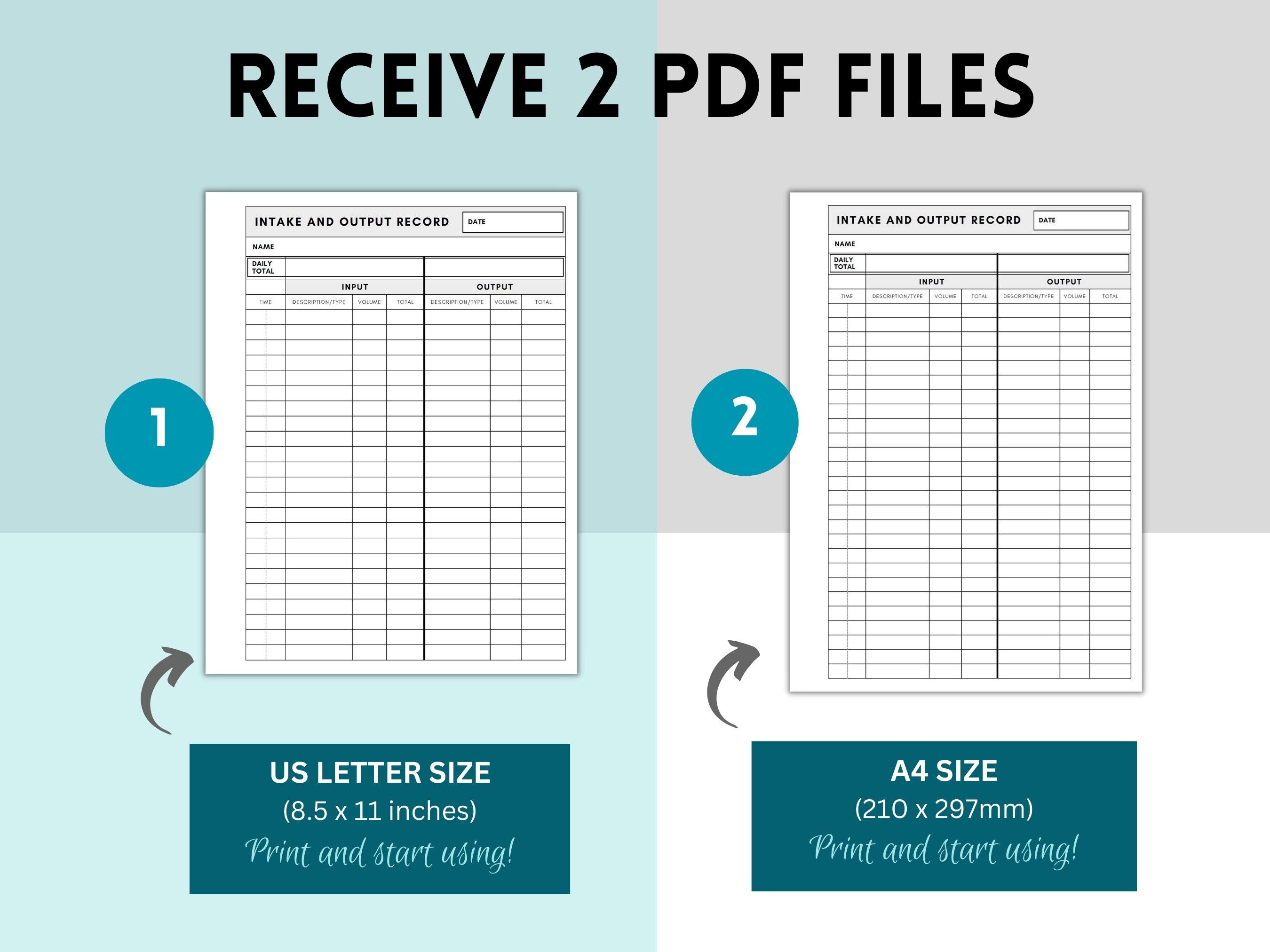 Fluids Intake and Output Record, Fluid Balance Chart, Intake and Output ...