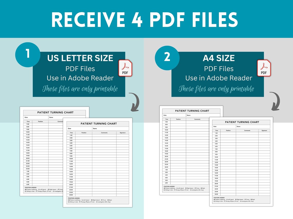 Patient Positioning and Turn Chart, Patient Repositioning Chart ...