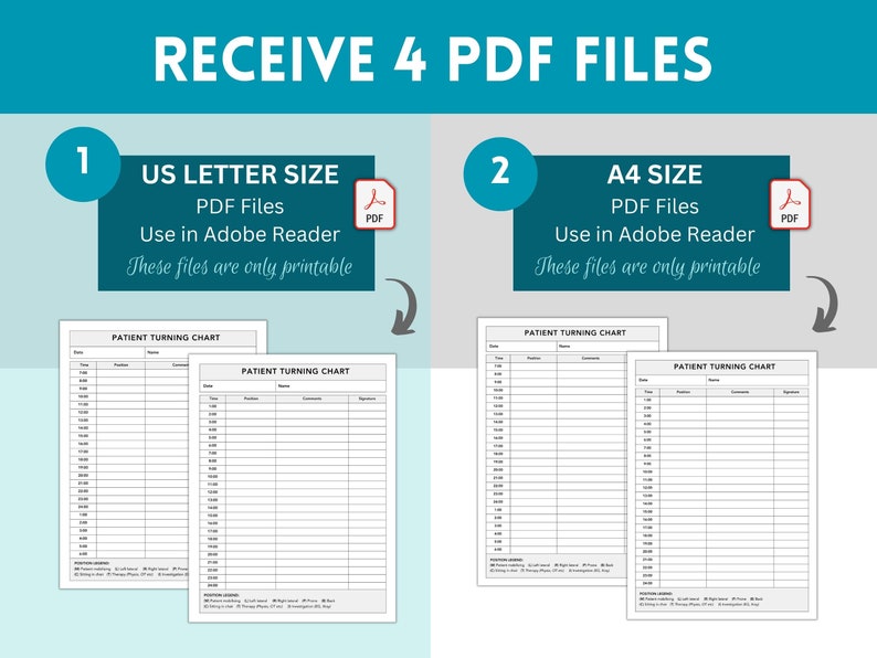 Patient Positioning and Turn Chart, Patient Repositioning Chart ...