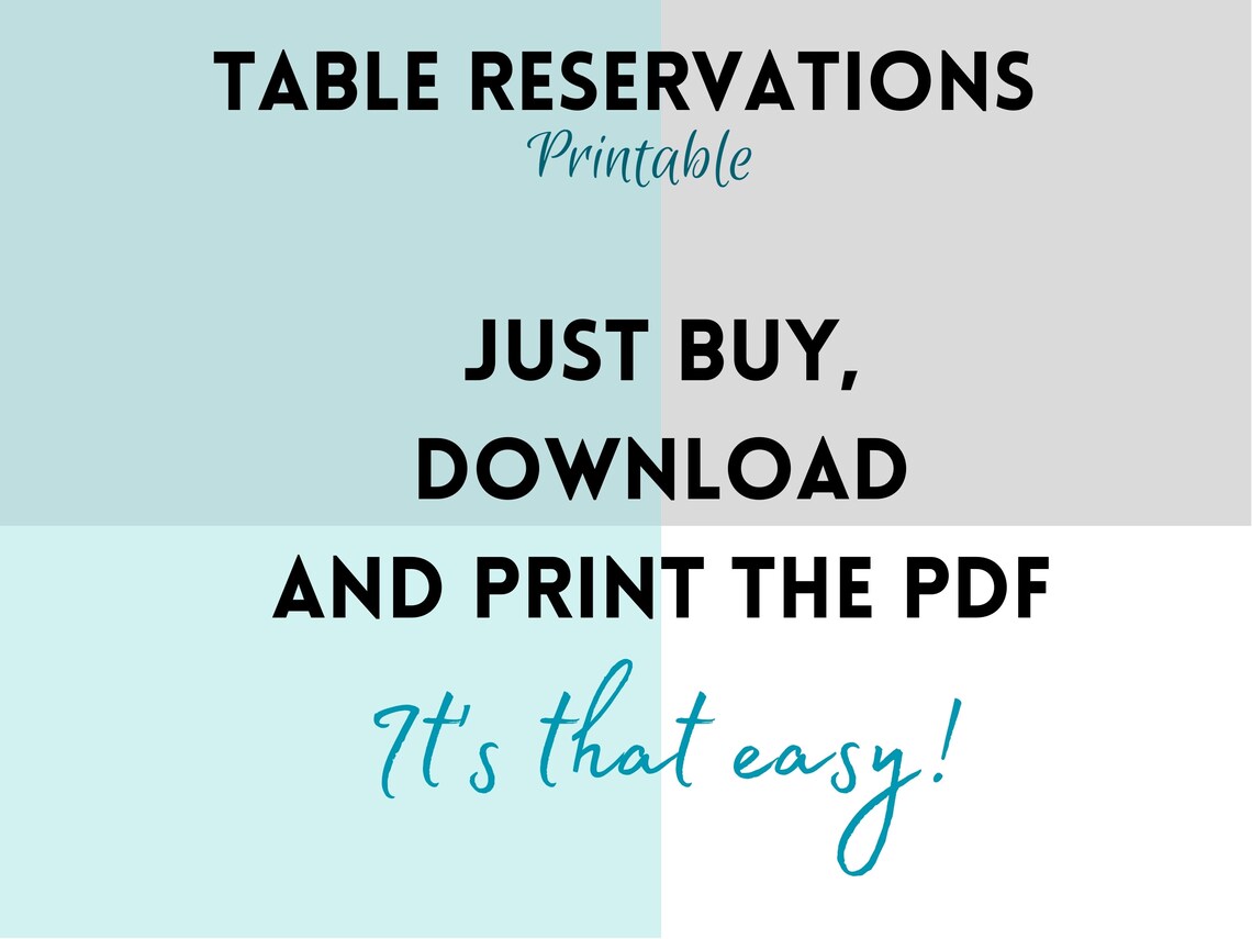 Printable Table Reservation List, Restaurant Table Reservation Form ...