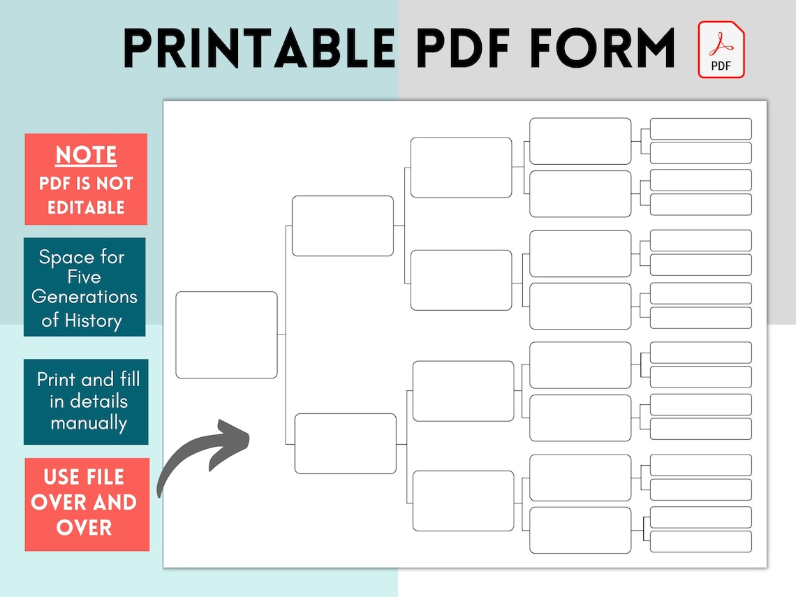 Blank Family Tree Chart Template, Family History, Pedigree Chart ... Blank Family Tree Chart Template, Family History, Pedigree Chart ...