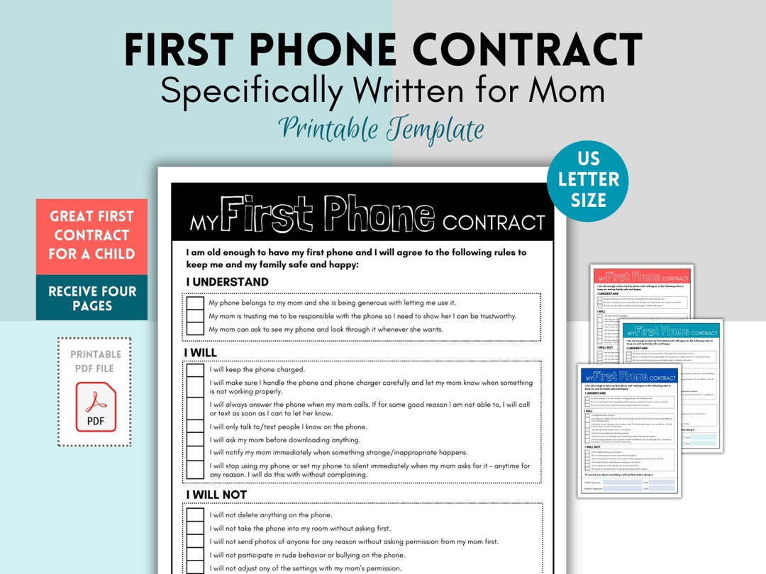 Cell Phone Contract for Child, Cell Phone Agreement, Phone Contract for ...