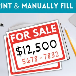 Printable for Sale Sign, for Sale Sign, Sale Sign PDF, US Letter and A4 ...