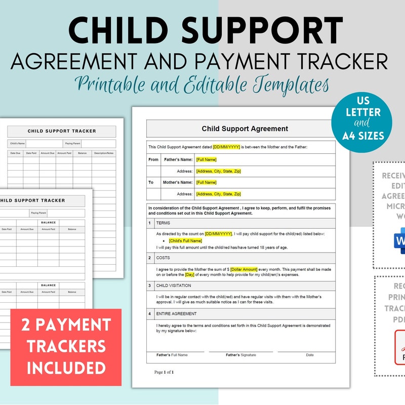 Child Support Agreement - Etsy