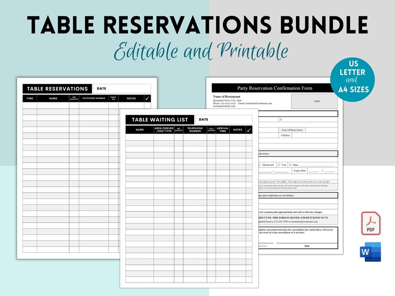 Table Reservation List, Restaurant Table Waiting List, Restaurant Large ...