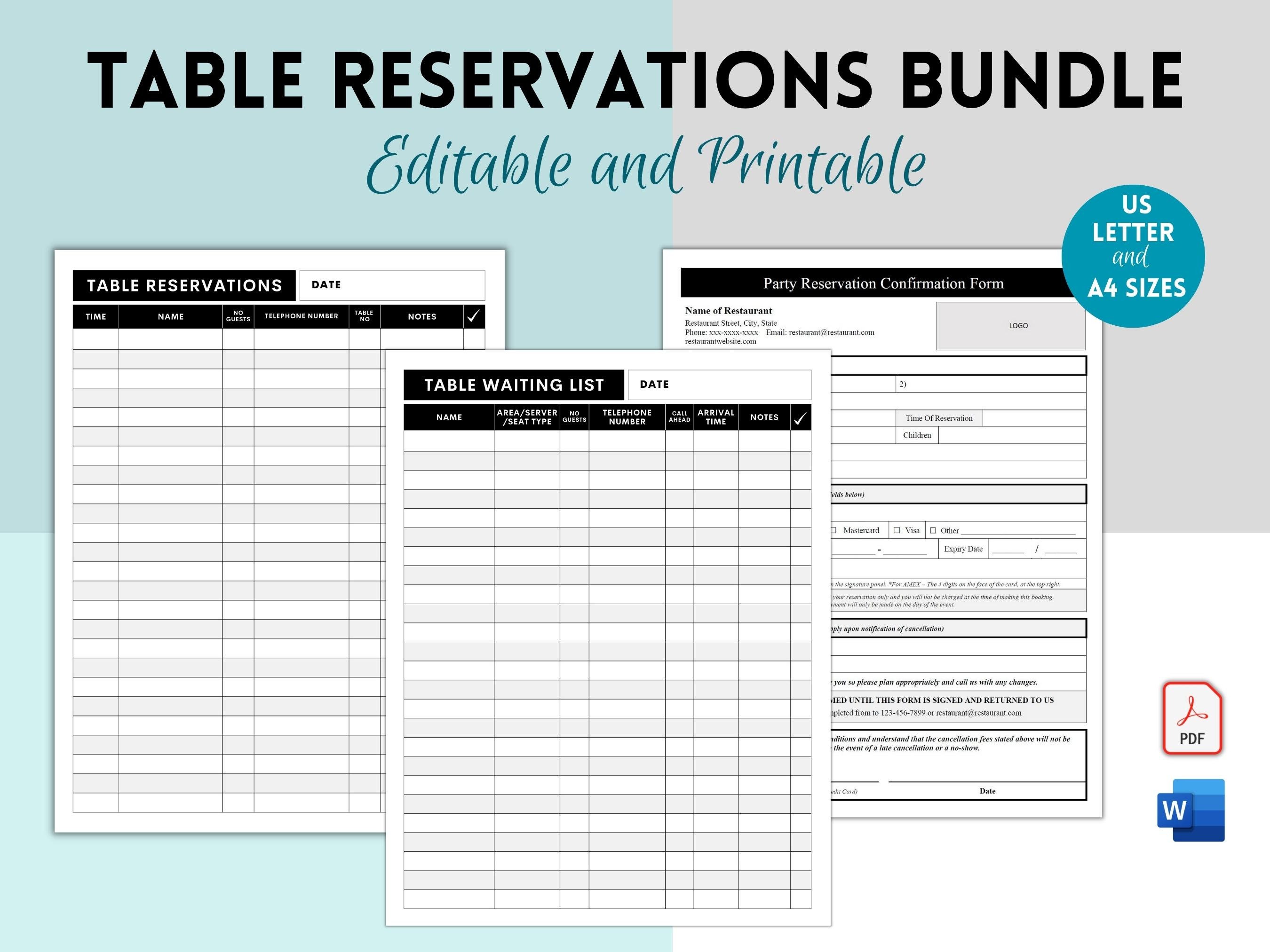 Table Reservation List, Restaurant Table Waiting List, Restaurant Large ...
