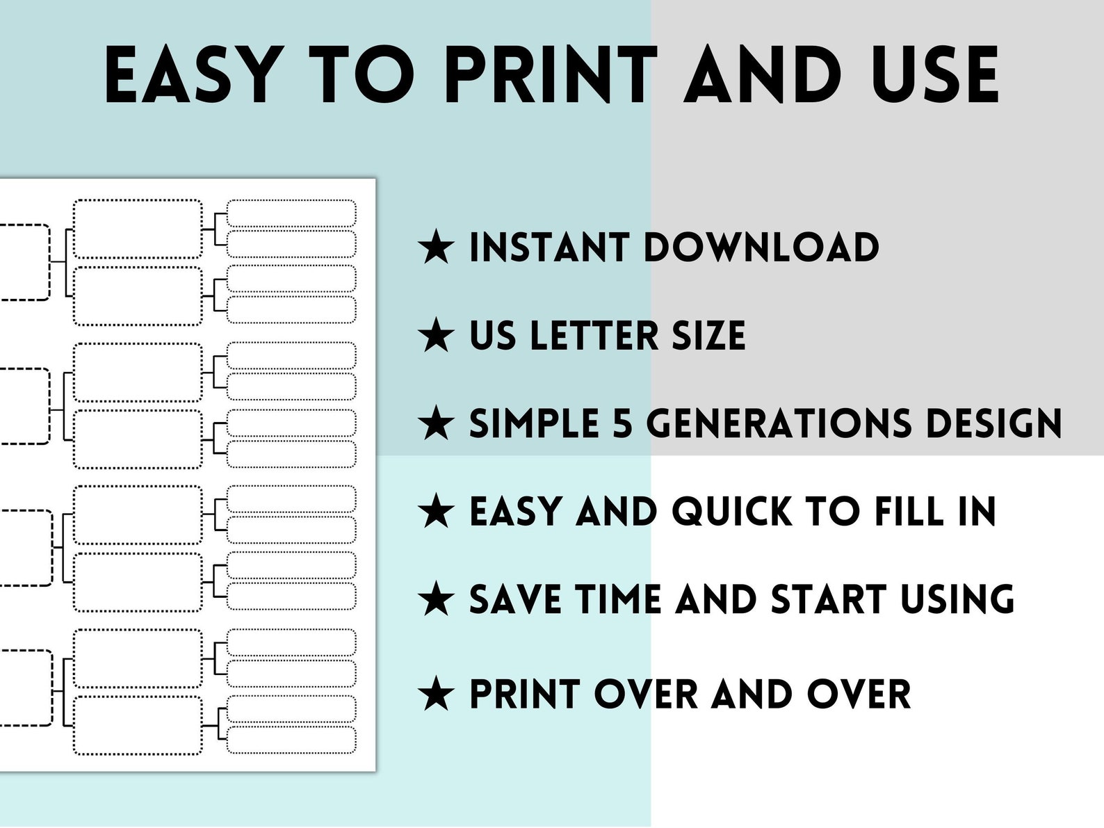Blank Family Tree Chart Template Family History Pedigree - Etsy