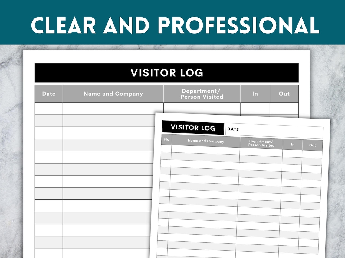 Printable Visitor Log, Visitor Sign in / Sign Out Sheet, Visitation Log ...
