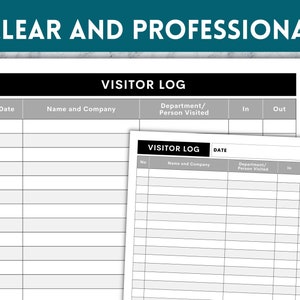 Printable Visitor Log, Visitor Sign in / Sign Out Sheet, Visitation Log ...