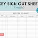 Key Sign Out Sheet, Key Sigh Out Log, Sign in Out Form, Equipment Key ...