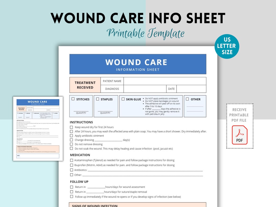 Wound Care Patient Information Sheet, Doctors Notes, Wound After Care ...