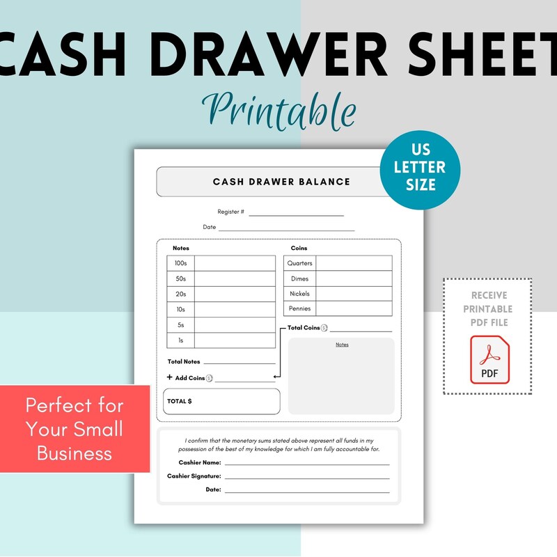 Cash Drawer Count Sheet - Etsy