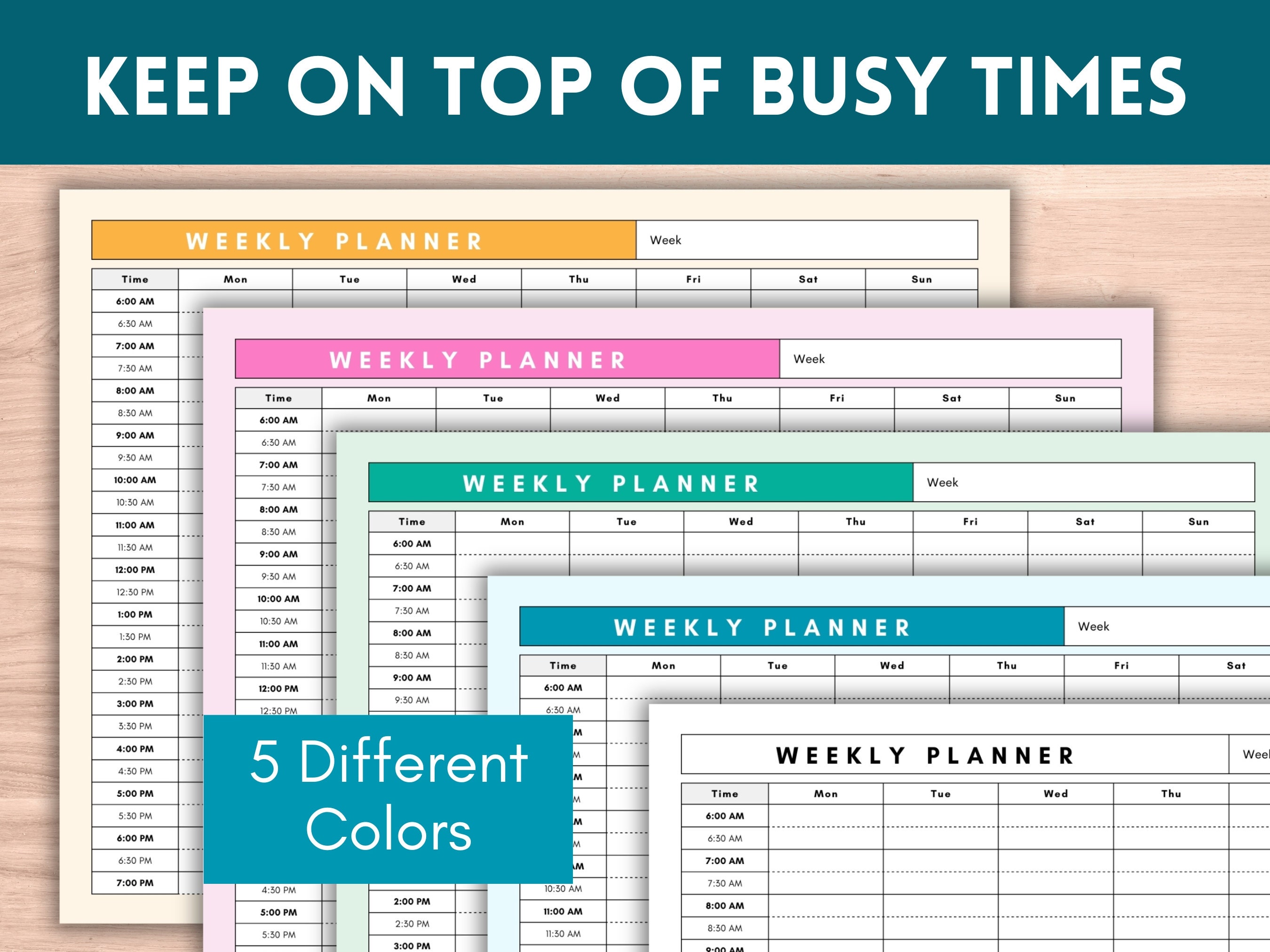 Half-hour Timeblocking Planner, Half Hour Time Blocking Planner, 30 ...