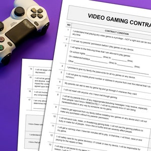 Video Gaming Contract for Teenagers, Screen Time Rules, House Rules ...