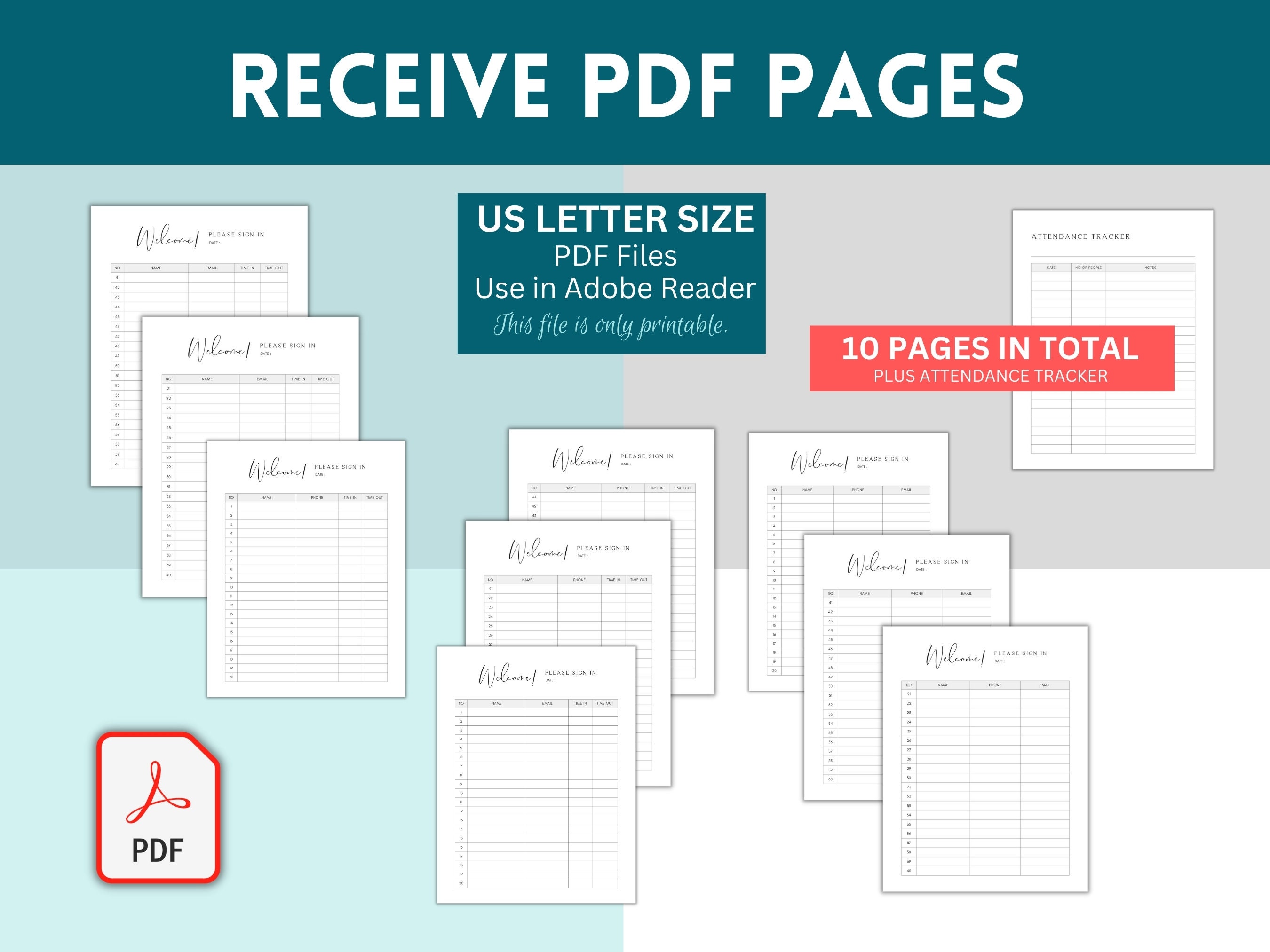 Visitor Sign in Template, Printable Visitor Log, Visitor Sign in Sign ...