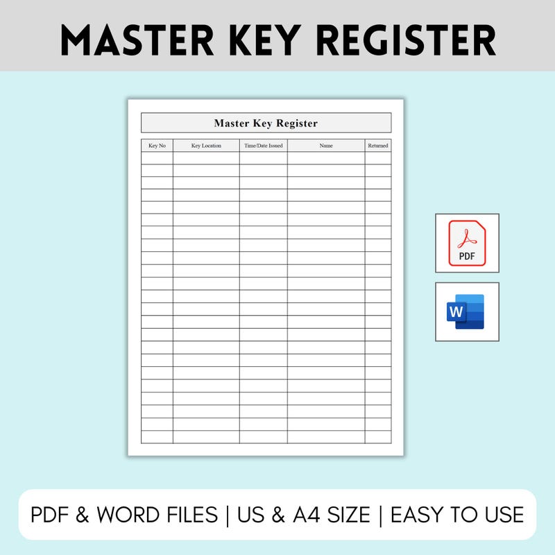 Register Key Log - Etsy Australia