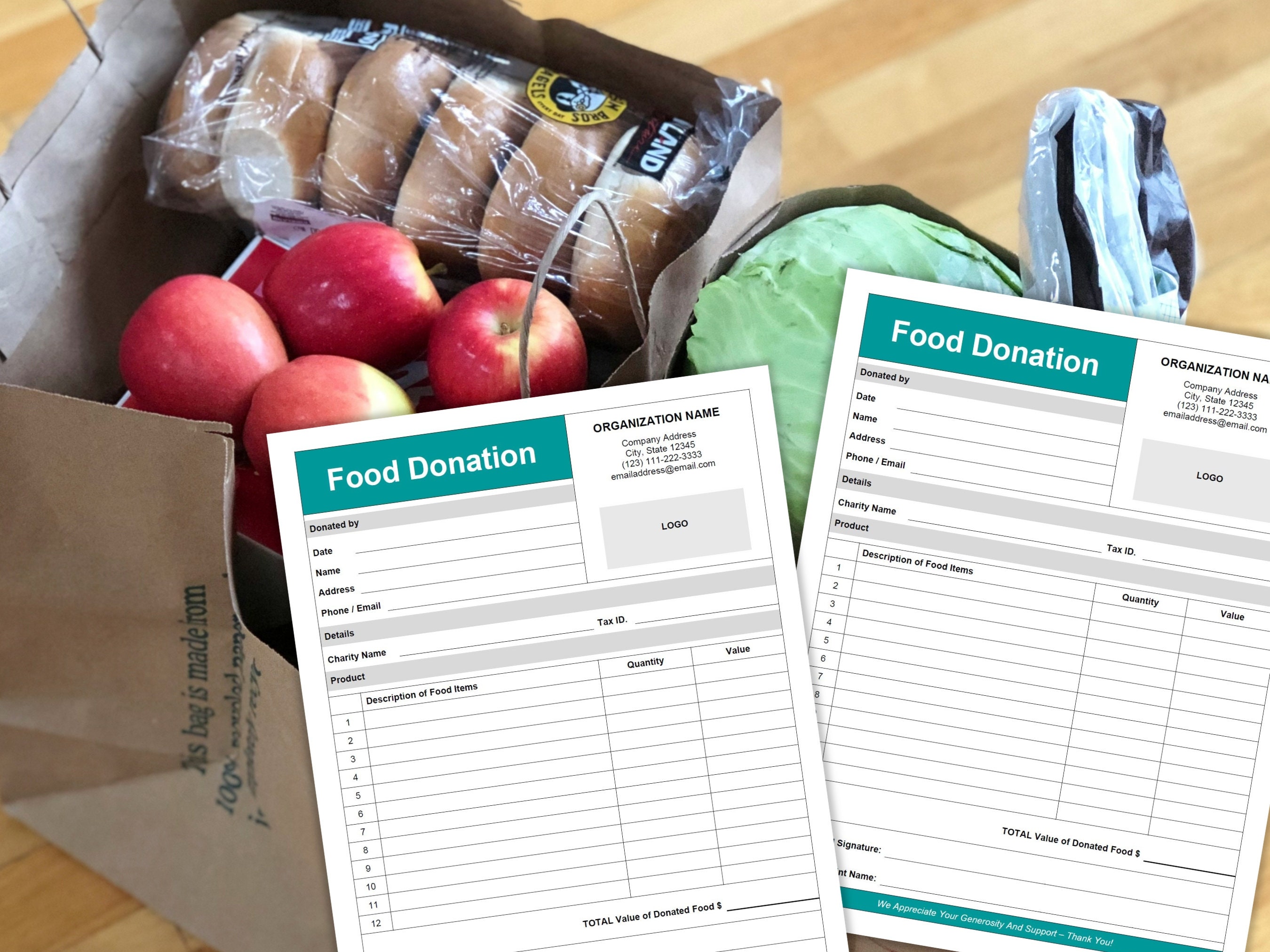 Food Donation Receipt, Donation Receipt, Donation Receipt Template, Non ...