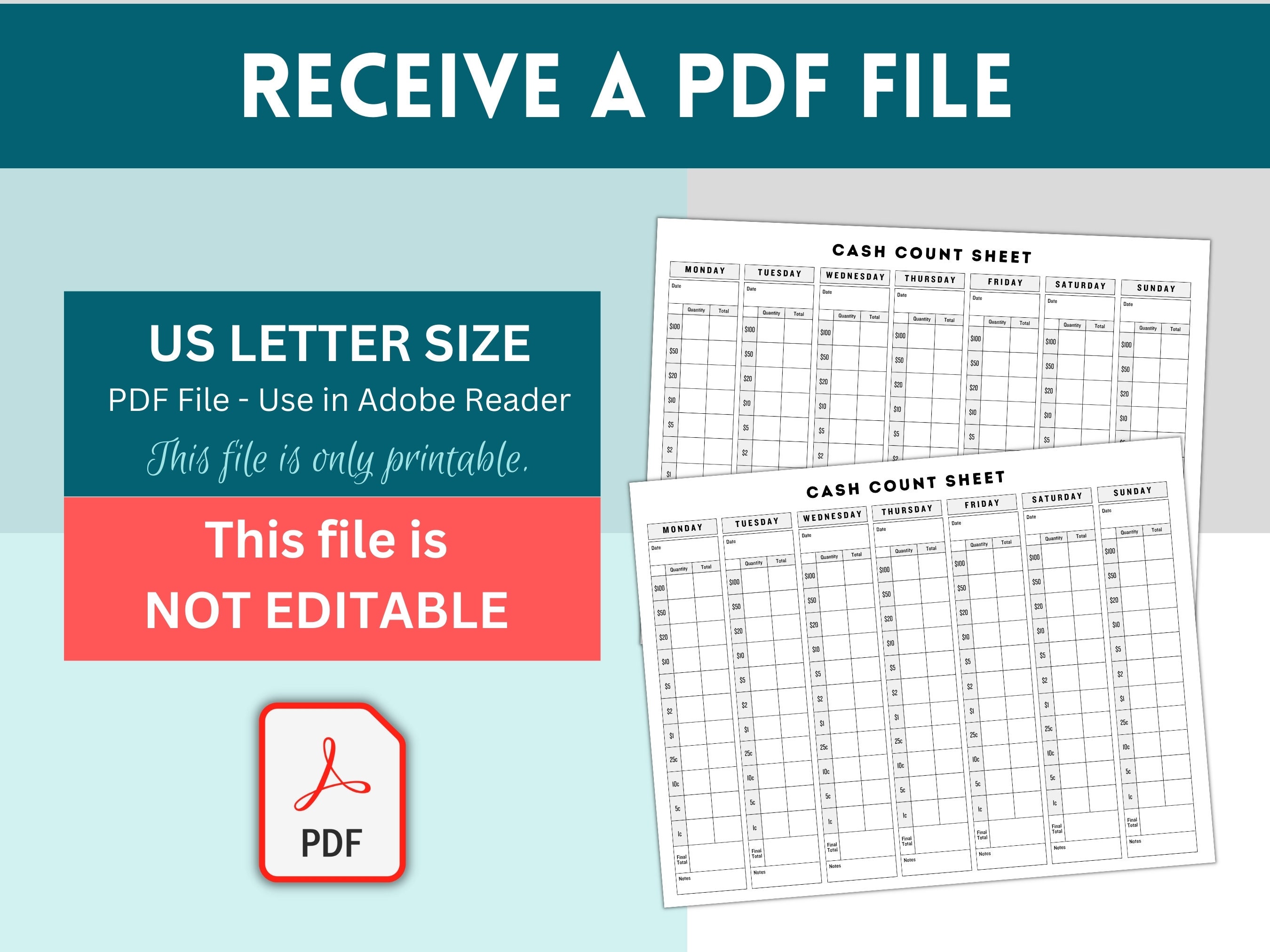 Cash Breakdown, Count Sheet, Cash Breakdown Slip, Cash Withdrawal Slip ...