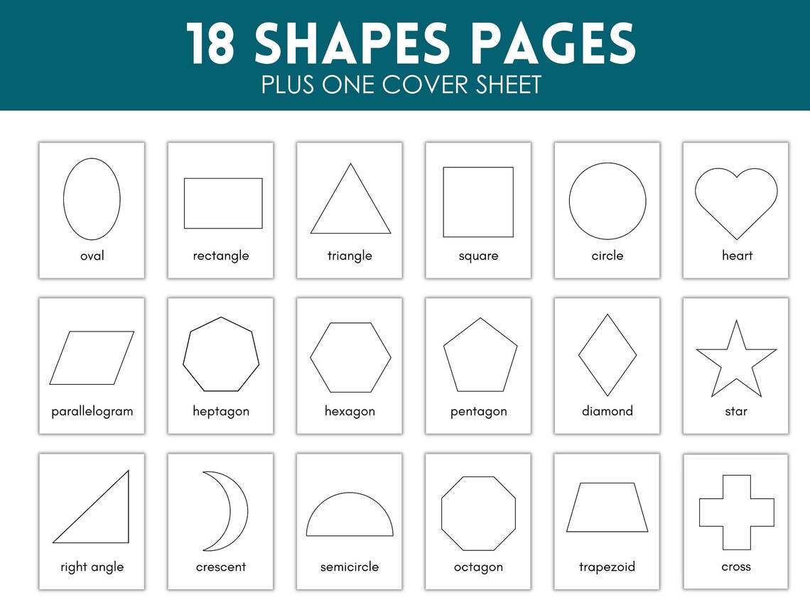 Basic Shape Pages, 18 Basic Shape Coloring Pages, Shape Practice, Shape ...