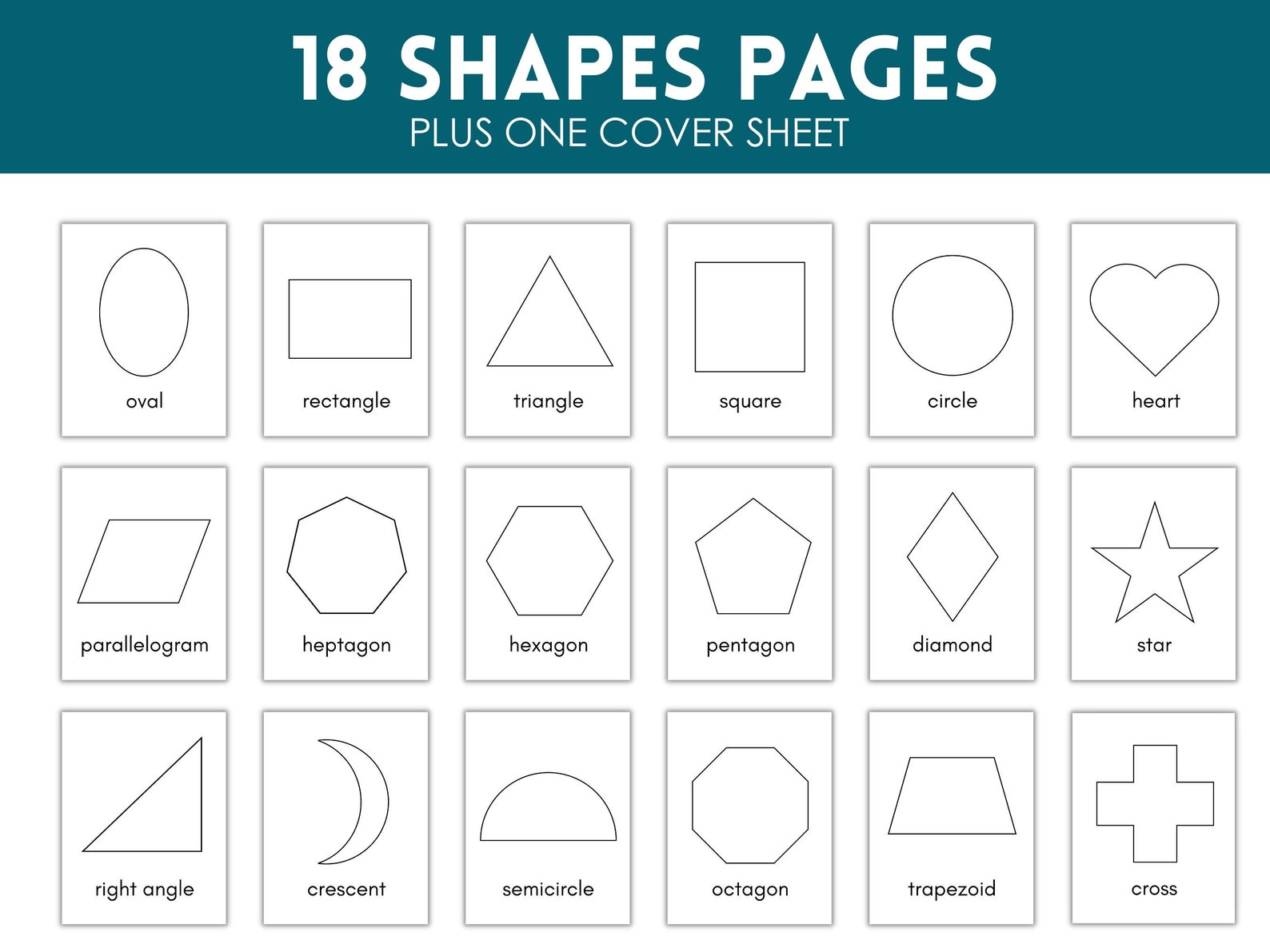 Basic Shape Pages, 18 Basic Shape Coloring Pages, Shape Practice, Shape ...