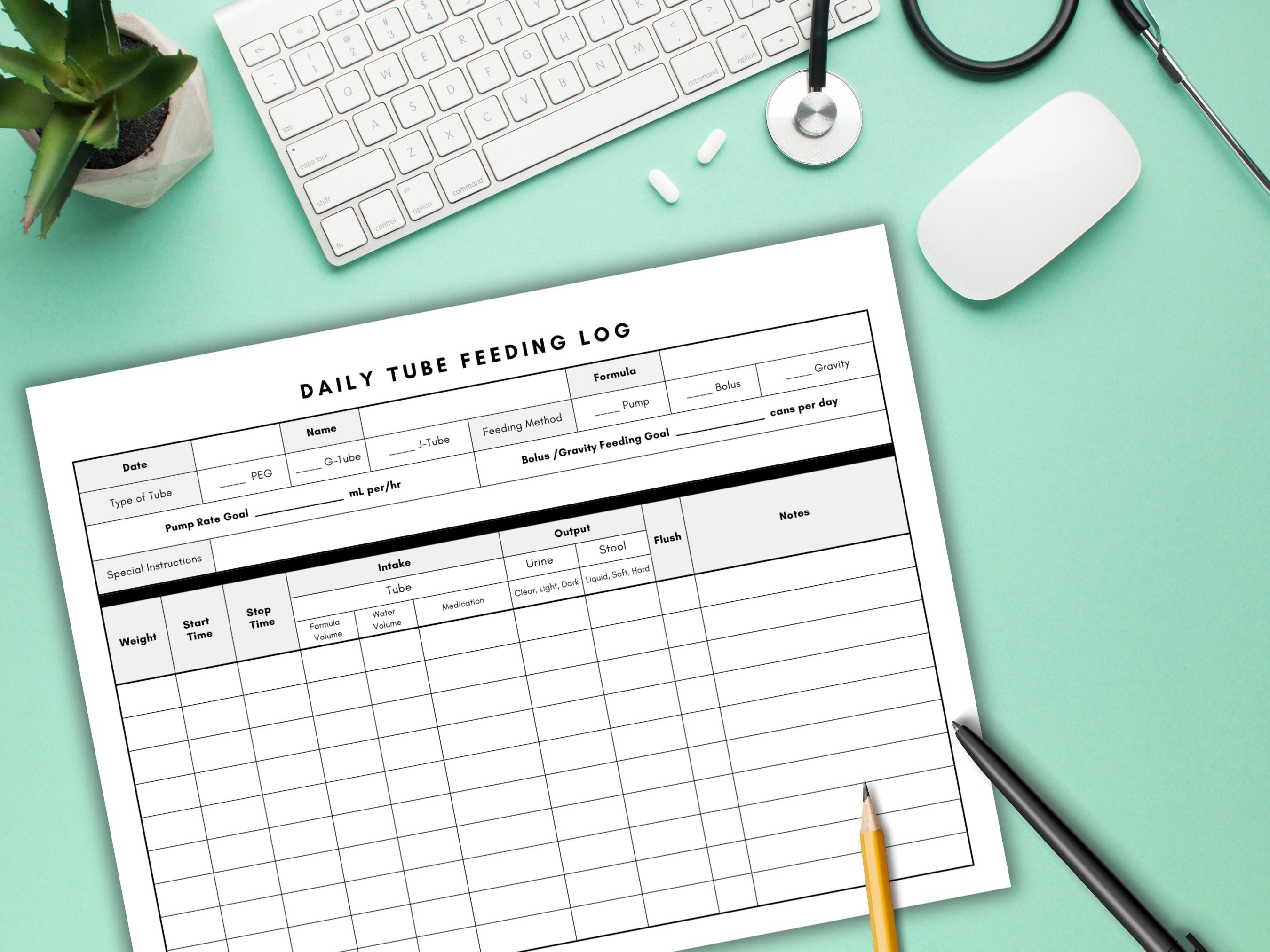 Tube Feeding Log Printable, Gtube Feeding Tracker, Feeding Journal ...