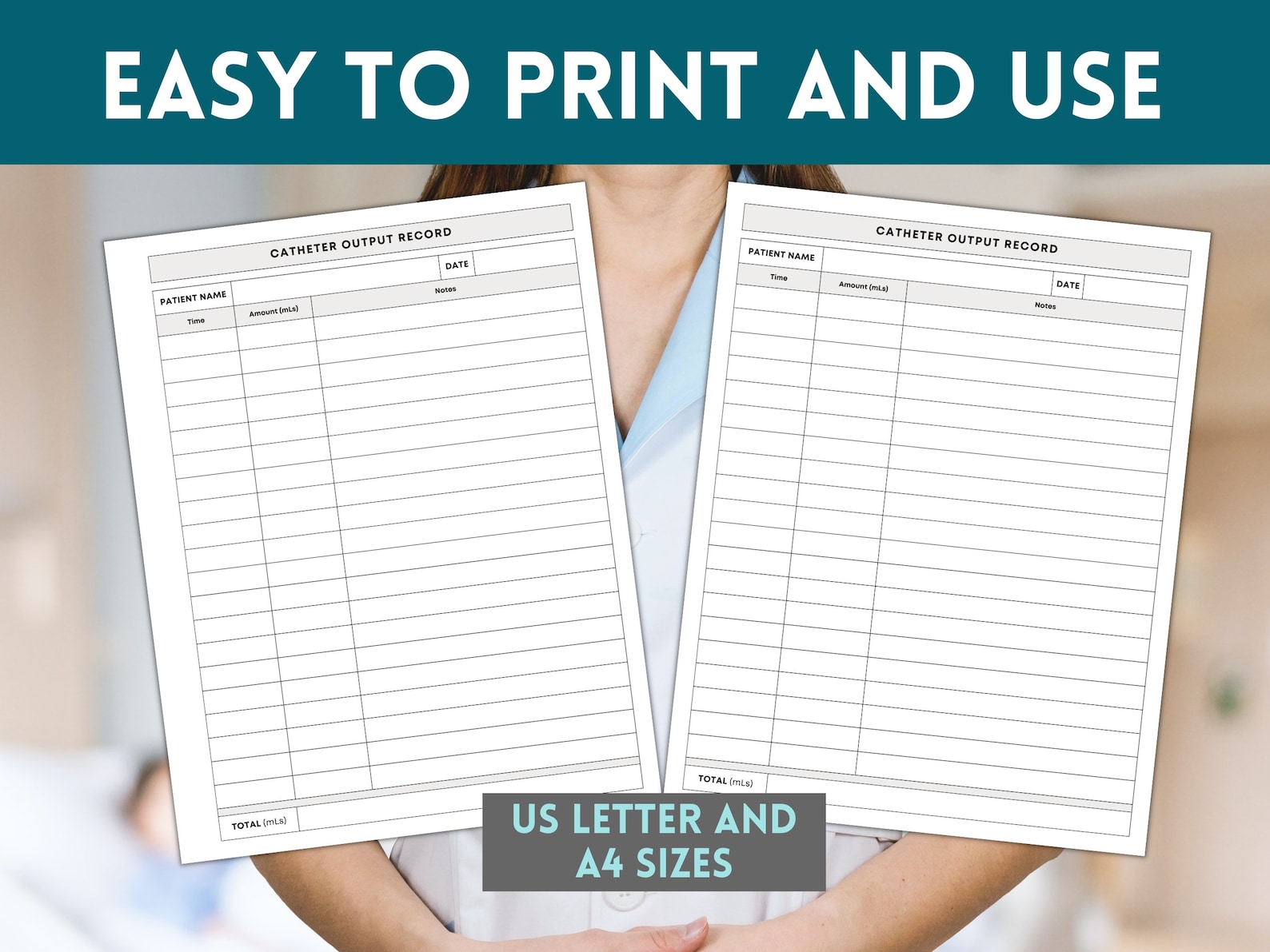 Catheter Output Record, Foley Catheter Form, Foley Catheter Record ...