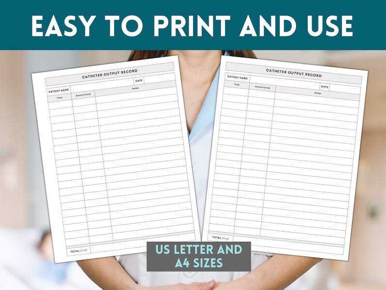 Catheter Output Record, Foley Catheter Form, Foley Catheter Record ...