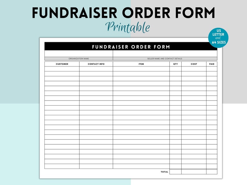Fundraising Form Printable, Sponsorship Form, Fundraiser Form, Sales ...