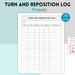 Turn and Reposition Log, Patient Positioning and Turn Chart, Patient ...