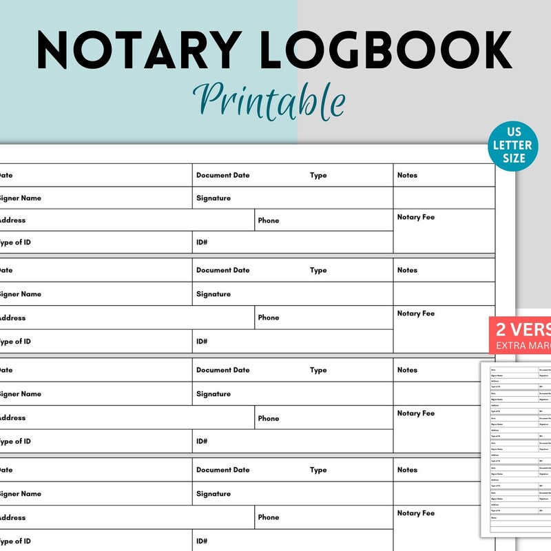 Notary Log Sheet - Etsy