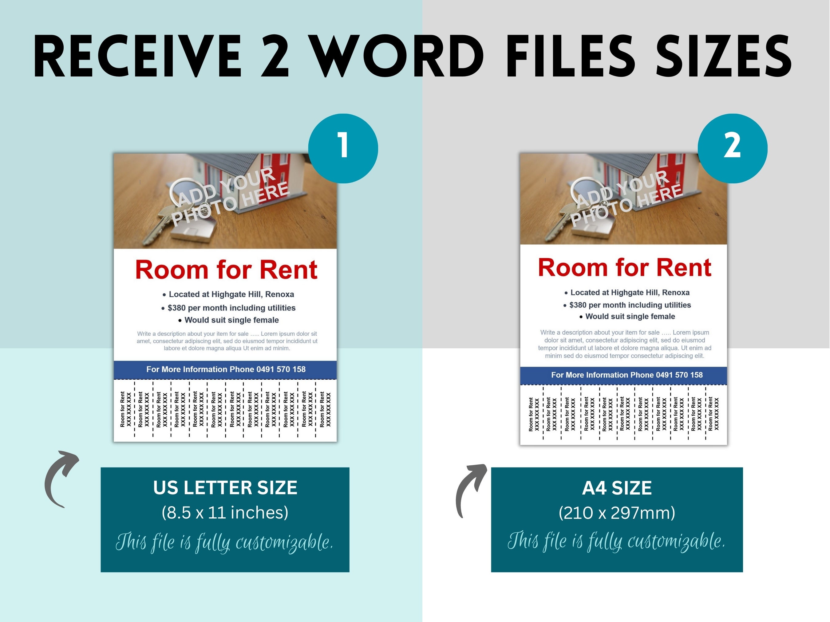 Editable Room for Rent Tear-off Flyer, Advertisement Flyer, Flyer ...