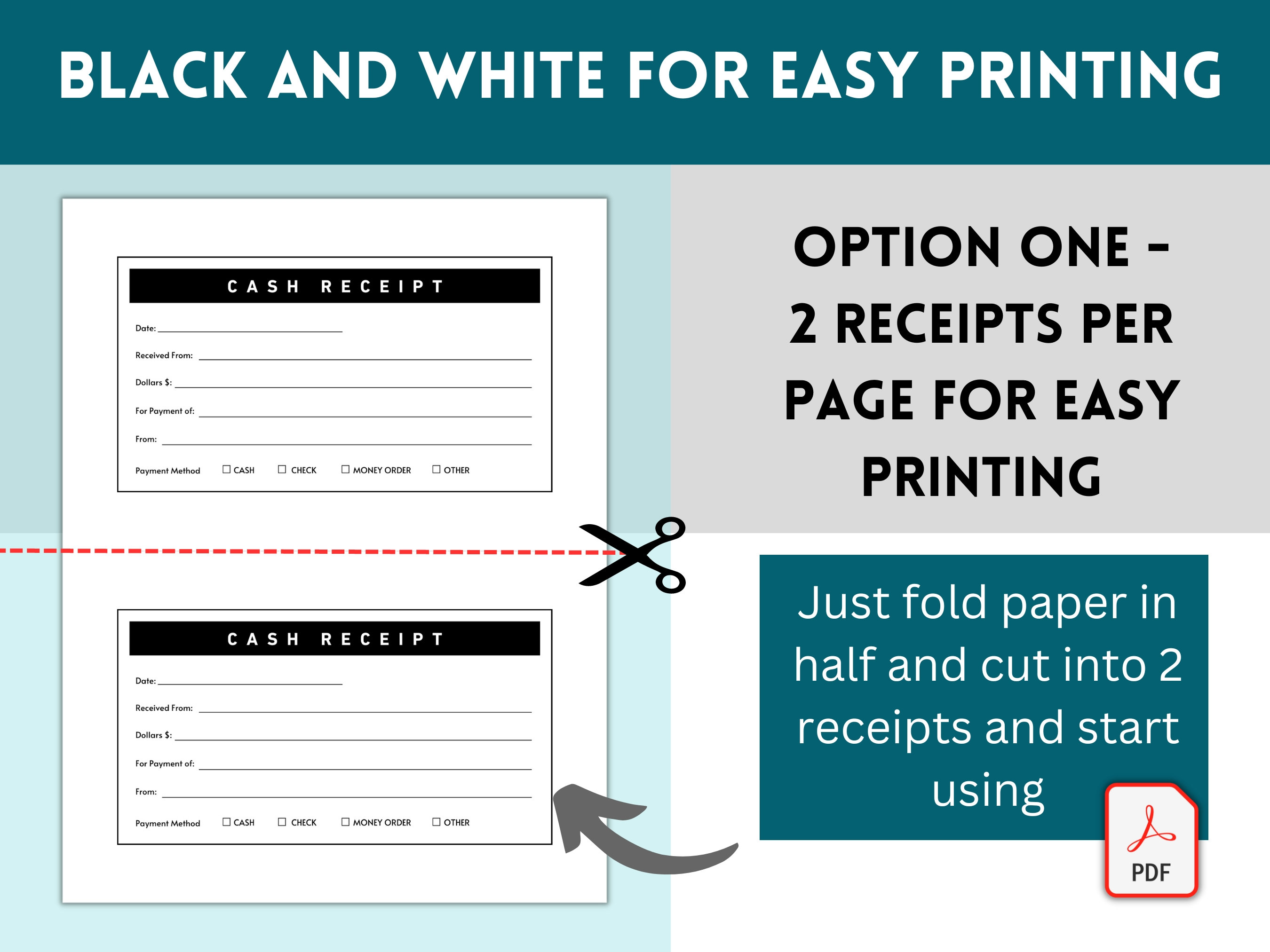 Simple Cash Receipt Template, Small Business Receipt, Sales Receipt ...