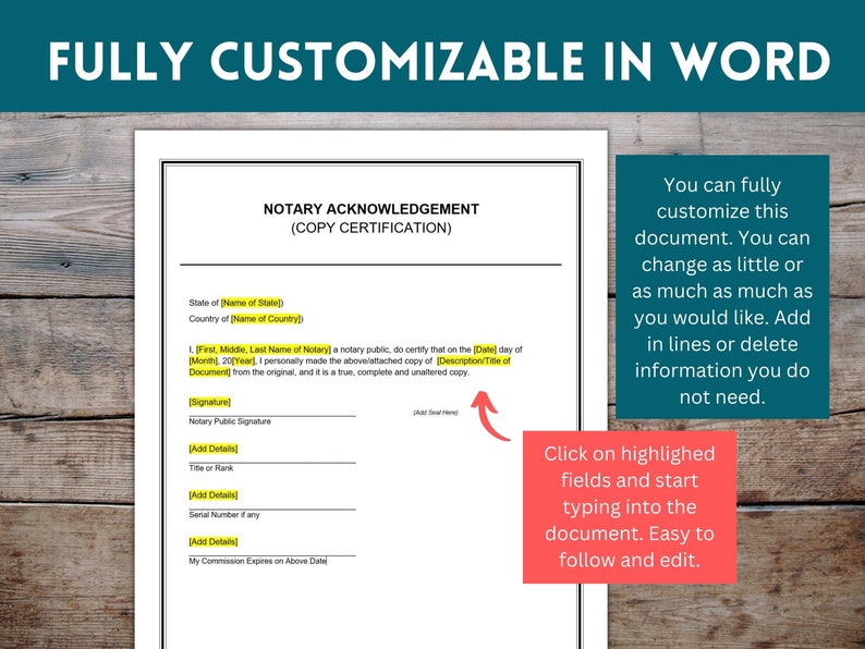 Certification Notary Acknowledgement Form, Notary Acknowledgement ...