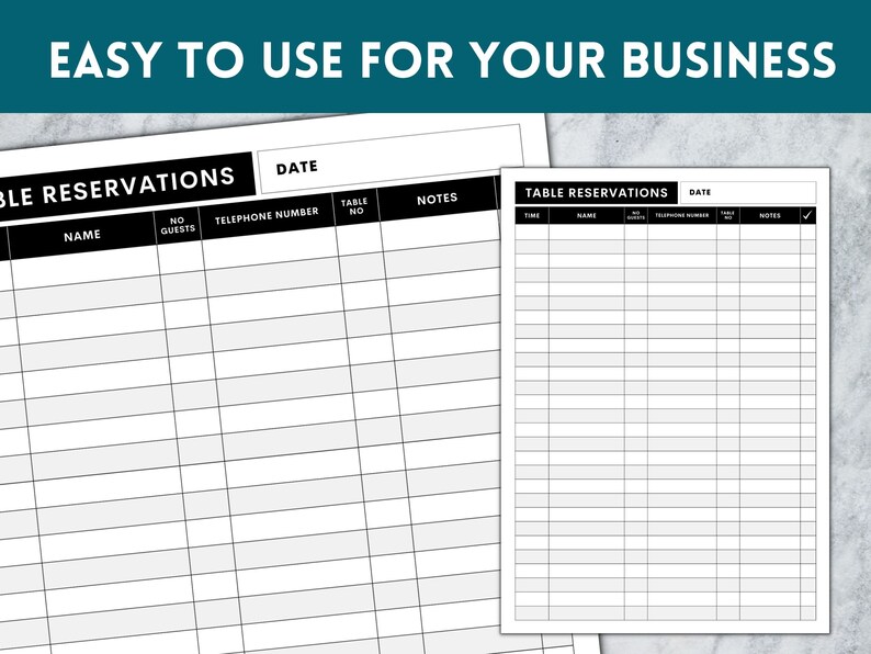Printable Table Reservation List, Restaurant Table Reservation Form ...