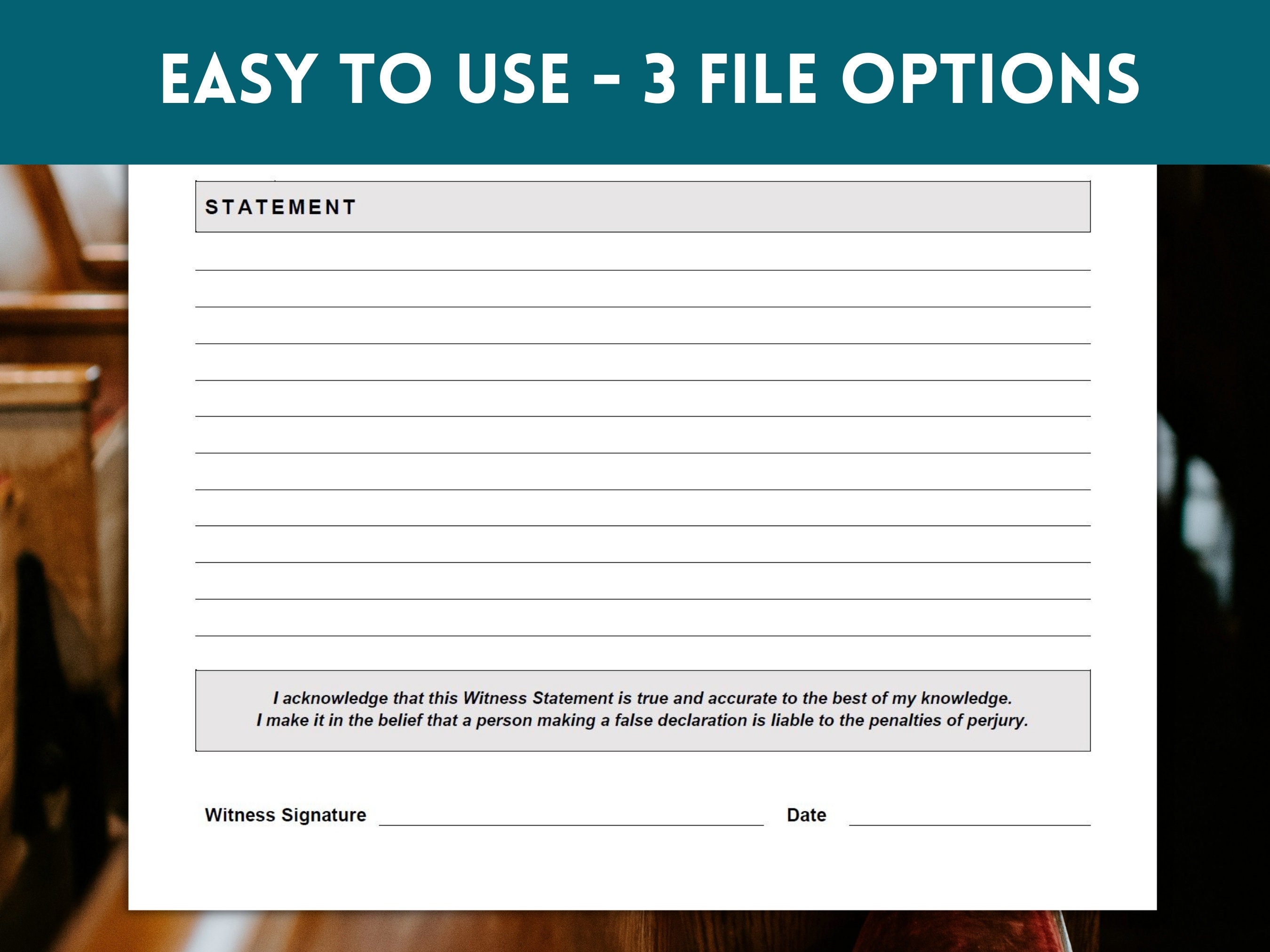 Witness Statement Template, Written Evidence to Help Resolve Dispute ...