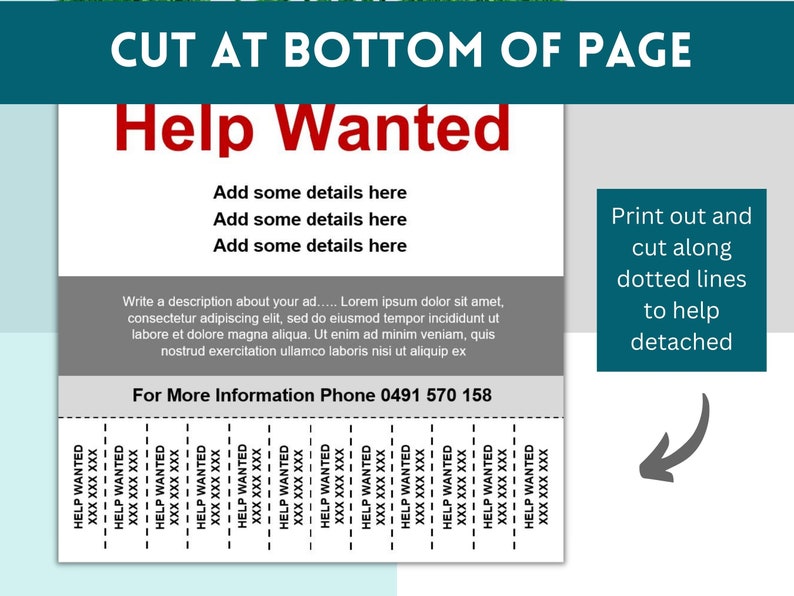 Editable Help Wanted Tear-off Flyer, Advertisement Flyer, Flyer ...
