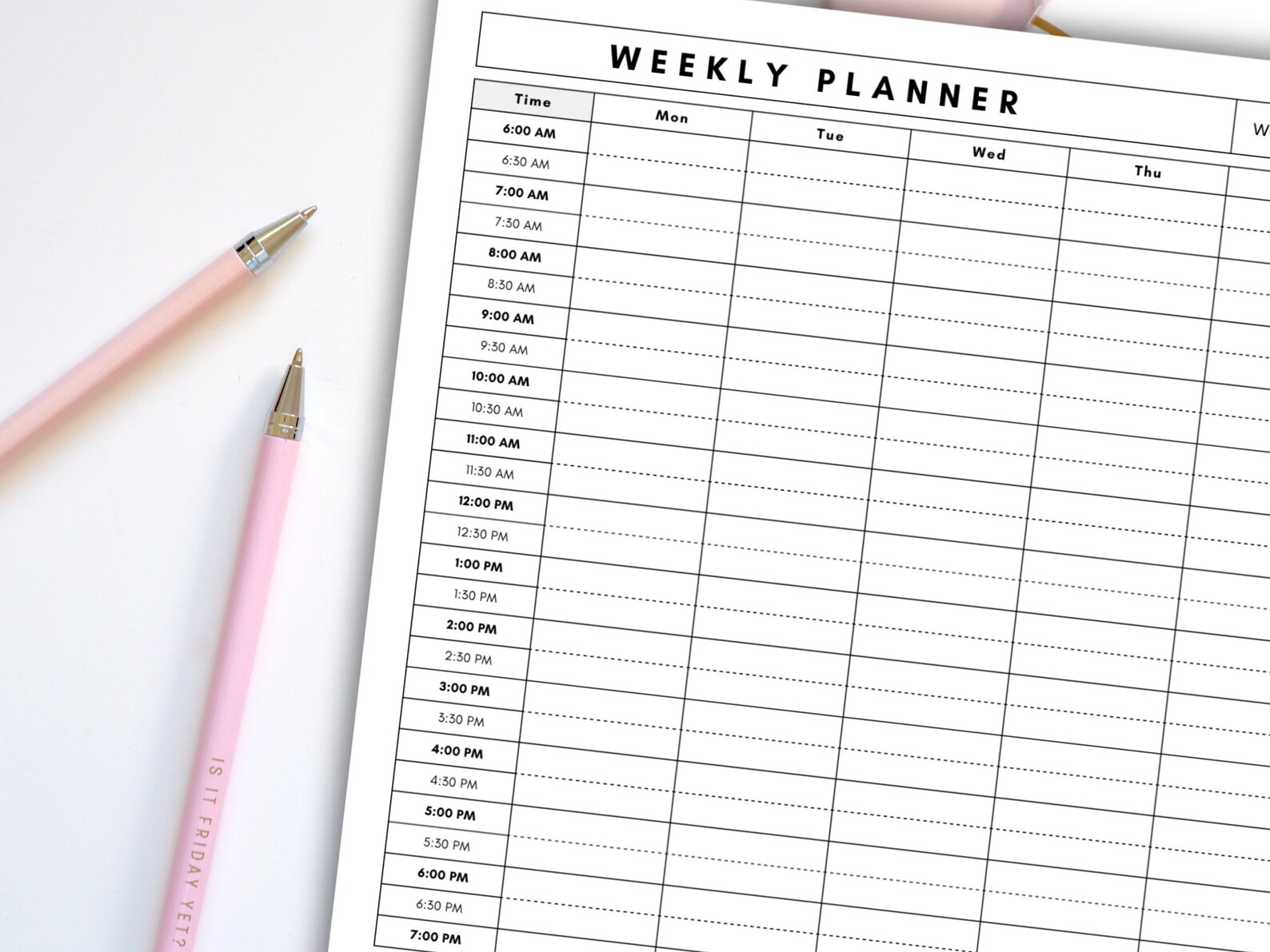 Half-hour Timeblocking Planner, Half Hour Time Blocking Planner, 30 ...