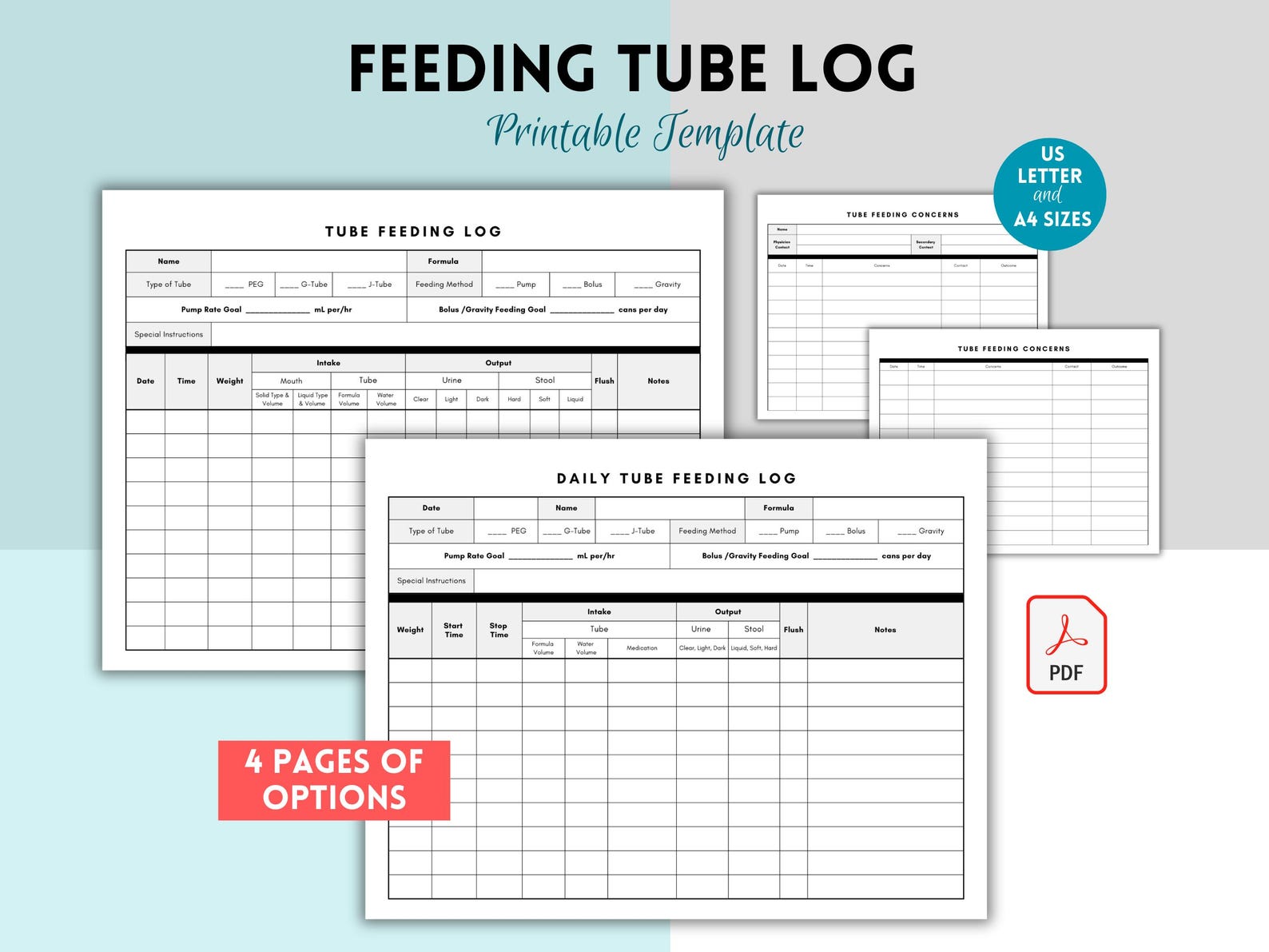 Tube Feeding Log Printable, Gtube Feeding Tracker, Feeding Journal ...