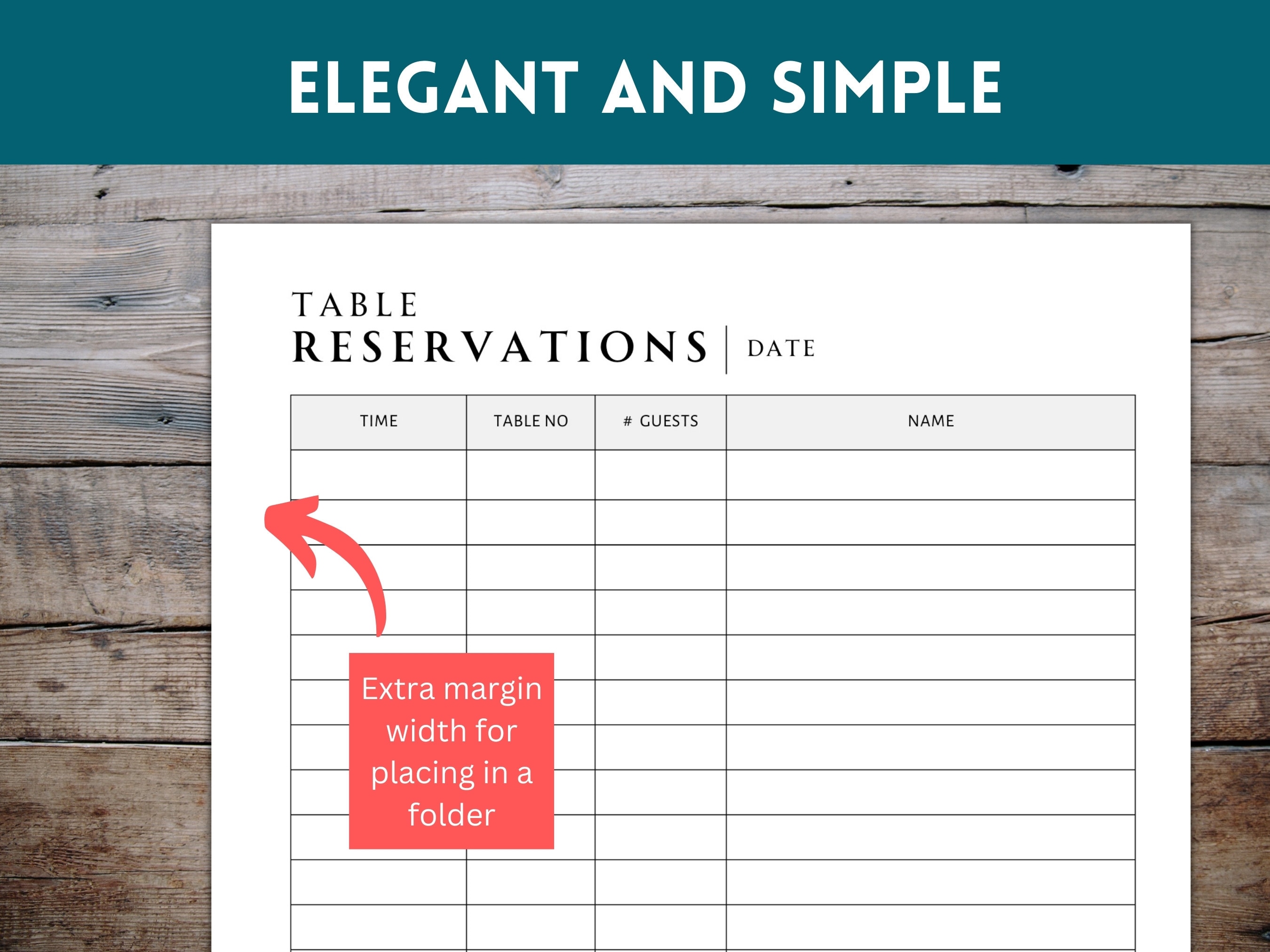 Printable Table Reservation List, Restaurant Table Reservation Form ...