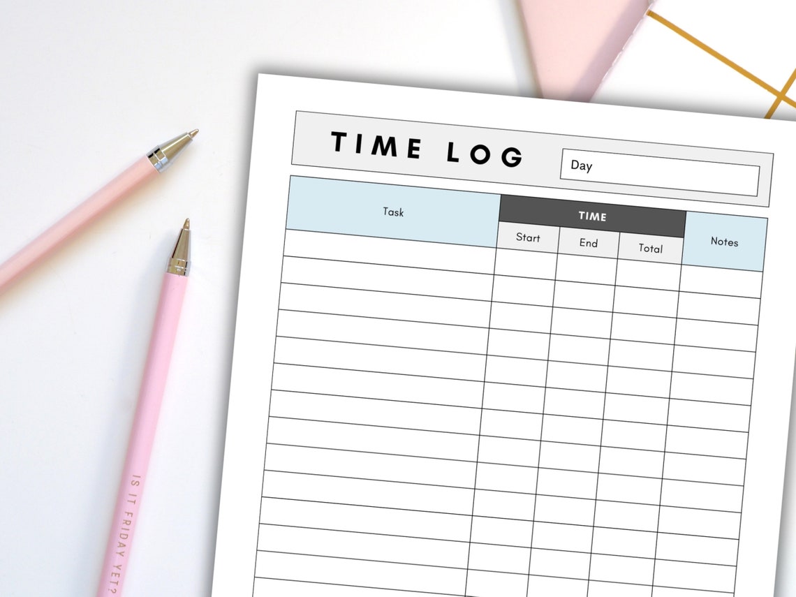 Time Log Printable, Work Log Sheet, Time Tracker, Working Hours ...