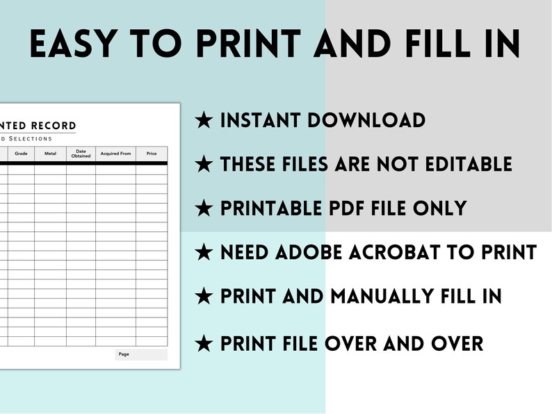 Coin Collection Record, Coin Inventory Log, Coin Collection ...