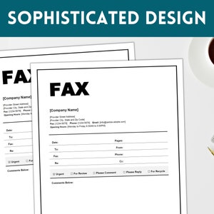 Fax Cover Sheet Template, Office Stationery Fax Editable Form, Small ...